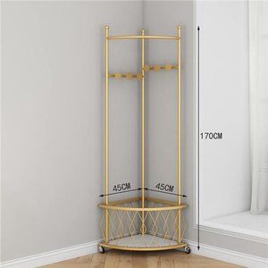 Storage & Organization | Metal Corner Coat Rack With Storage Basket ...